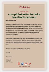 Complaint Letter for Fake Facebook Account [5 Free Samples] - Markative