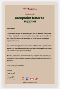 Best Complaint Letter to Supplier [5 Free Samples] - Markative