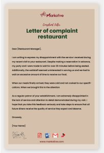 How To Write Letter of Complaint Restaurant [5 Free Samples] - Markative