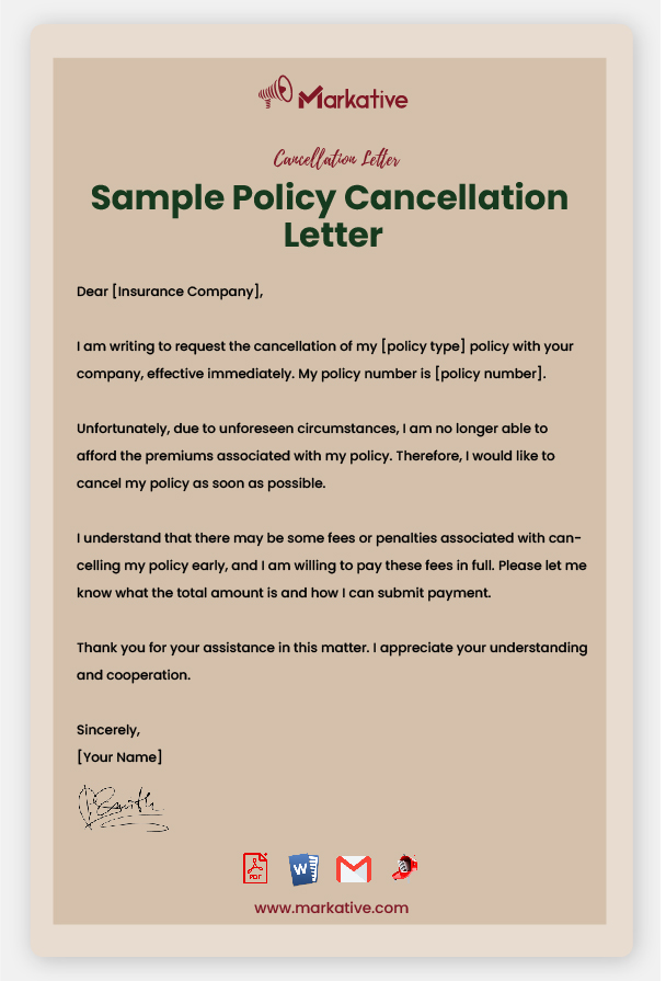 How To Write Policy Cancellation Letter 5 Templates Markative