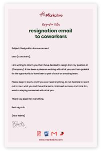 Write a Best Resignation Email to Coworkers [5+ Templates] - Markative