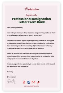 How To Write Best Resignation Letter From Bank [5+ Templates] - Markative
