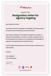 Write a Best Resignation Letter for Agency [5+ Templates] - Markative