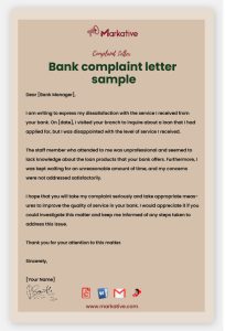 How To Write Attractive Bank Complaint Letter [5+ Templates] - Markative