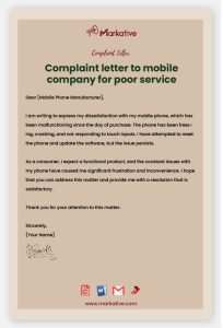 Complaint Letter for Mobile Phone Not Working [5 Free Samples] - Markative