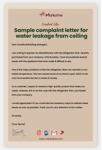 Complaint Letter for Water Leakage From Ceiling [7+ Examples] - Markative