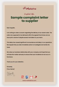 Best Complaint Letter to Supplier [5 Free Samples] - Markative