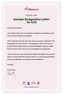 Write a Creative Resignation Letter for CEO [5+ Templates] - Markative