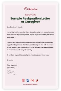 How To Write Appealing Resignation Letter for Caregiver [5+ Free ...