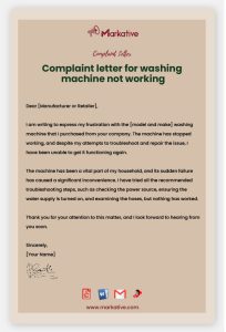 Appealing Complaint Letter for Washing Machine [5 Free Samples] - Markative