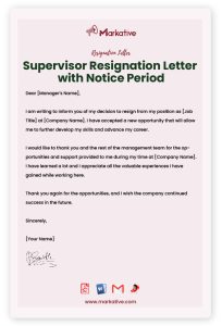 How To Write Great Supervisor Resignation Letter [5+ Templates] - Markative