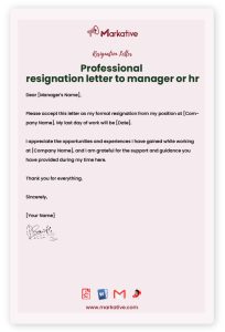 How To Write Best Resignation letter to Manager [5+ Templates] - Markative