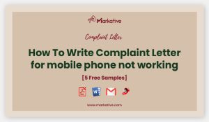 Complaint Letter for Mobile Phone Not Working [5 Free Samples] - Markative