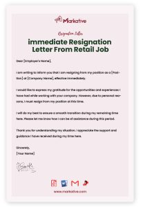 How To Write Creative Resignation Letter From Retail Job [5+ Templates ...