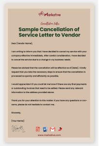 Best Cancellation of Service Letter to Vendor [5+ Templates] - Markative
