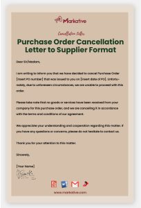 Purchase Order Cancellation Letter to Supplier [5+ Templates] - Markative